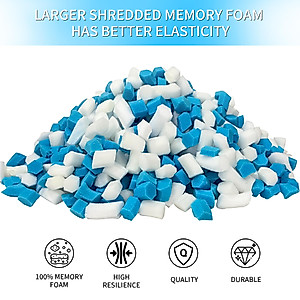 HONEHO 15 LBS Shredded Gel Memory Foam Filling, Comfortable and Soft Bean Bag Chair Filler, Memory Foam Stuffing for Cooling Pillow