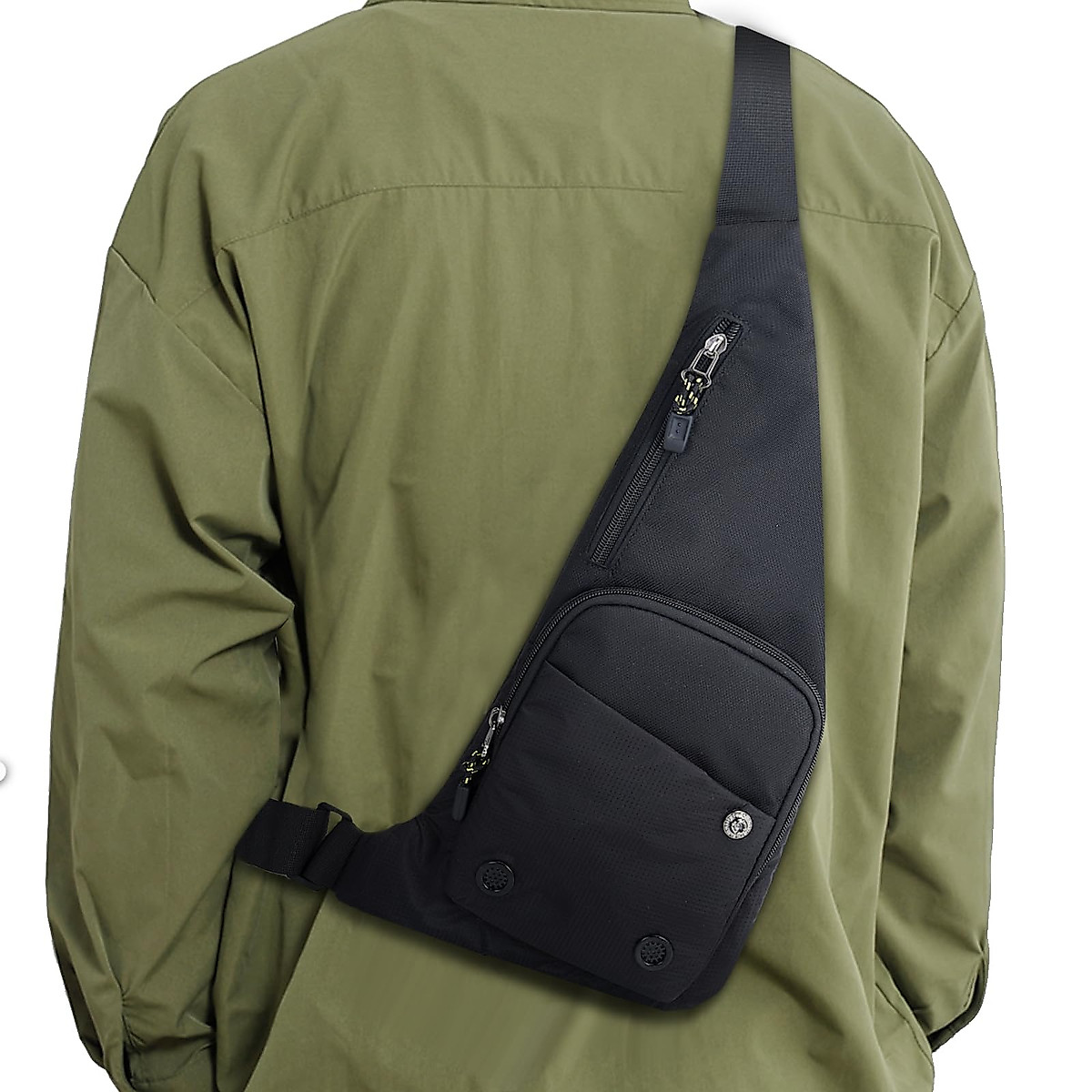 Peicees Sling Bag for Men Women Shoulder Bag Sling Backpack Durable Chest Bag for Running Camping Exercise Outdoor (S_Black)