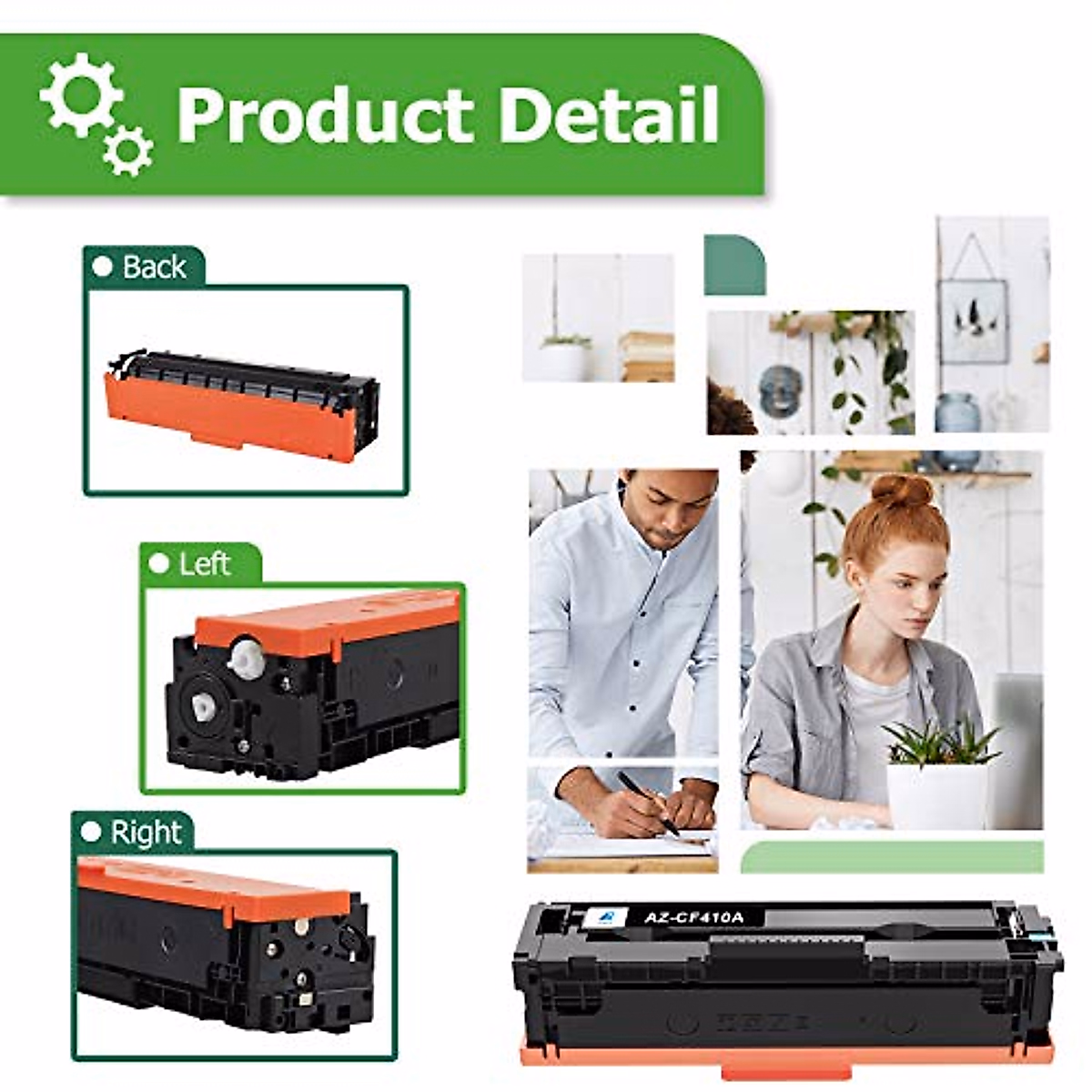 Aztech Compatible Toner Cartridge Replacement for HP 410A CF410A 410X CF410X Color Pro MFP M477fnw M477fdn M477fdw M452dw M452nw M452dn Toner Cartridges Printer (Black, 2-Pack)