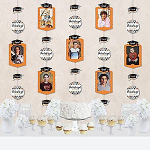Big Dot of Happiness Orange Grad - Best is Yet to Come - Orange Graduation Party DIY Backdrop Decor - Hanging Vertical Photo Garland - 35 Pieces