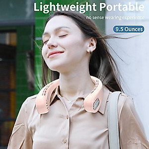 Portable Neck Fan, Hands Free Bladeless Personal Fan, 4000mAh Battery 4-16H, 360° Fast Cooling, No Hair Twisting, Ultra Quiet, Travel Essentials, Suit Home Office Sports, Gifts for Women Men-Pink