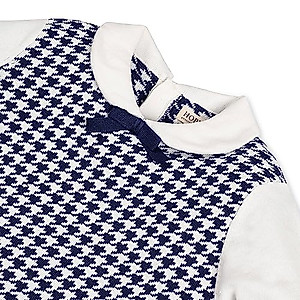 Hope & Henry Girls' Long Sleeve French Blocked Peter Pan Collar Sweater Dress