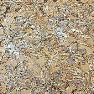 Bestway Lace Floral Sequins Embroidery African Lace Fabric 5 Yards Gold Tulle Fabric Nigerian Wedding Party Dress Material