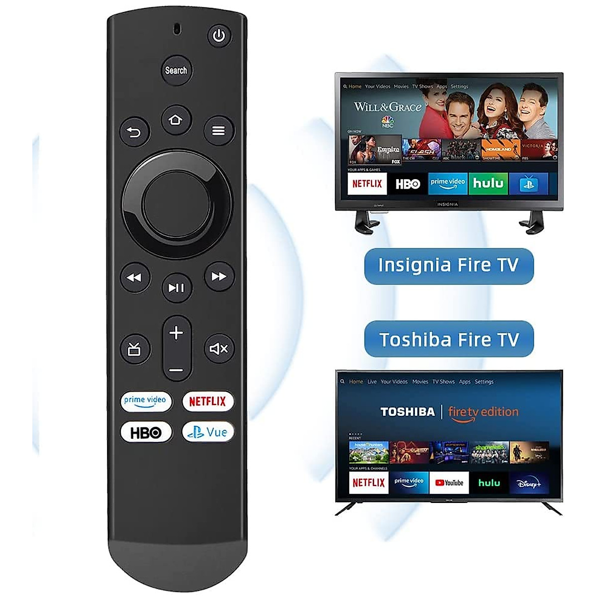 NS-RCFNA-19 NS-RCFNA-21 Replacement IR Remote fit for Insignia Fire TV/Toshiba Fire TV NS-50DF710NA19 NS-43DF710NA19 NS-50DF711SE21 NS-55DF710NA19 43LF621U21 32LF221U19 50LF621C21 55LF621C19