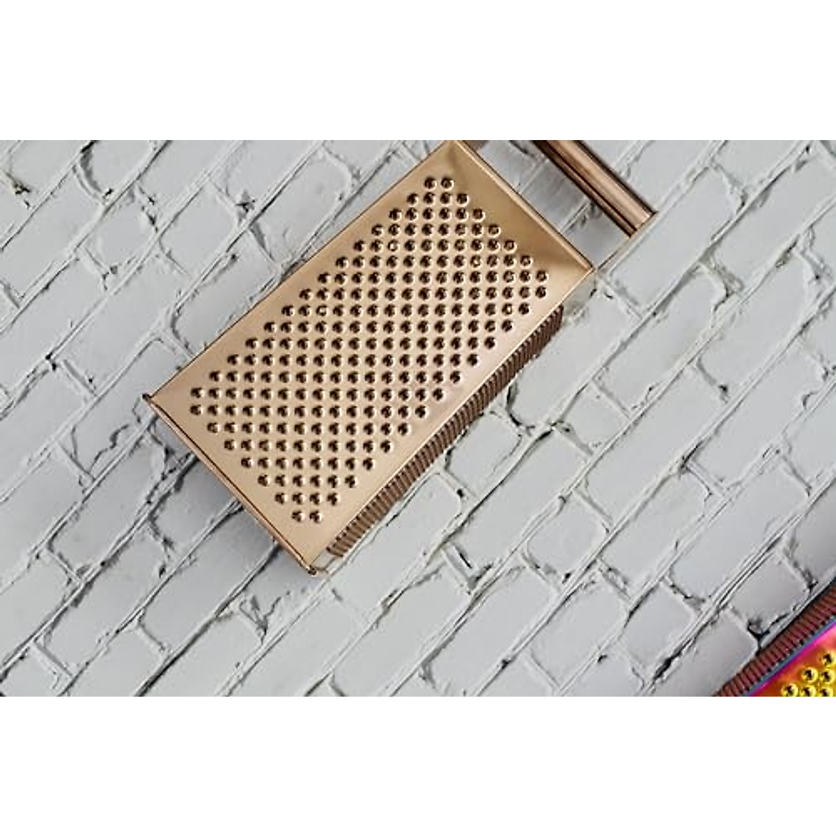 Large Stainless Steel 4 Sides Grater Slicer with Handle, Multifunctional Cutter Planing for Ginger, Garlic, Cucumbers, Carrots, Cheese, Potato, Ergonomic Design Kitchen Gadgets Accessories Gold