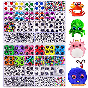 Neng-Q 2500PCS Googly Eyes, 48 Styles Googly Eyes Self Adhesive for Crafts, Multi Colors and Sizes Wiggle Eyes for DIY Art Projects Craft Supplies
