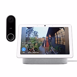 Google Nest Hello Doorbell (Wired) Wi-Fi Video Doorbell with 10/'' Touchscreen Bundle (Renewed), Max Chalk