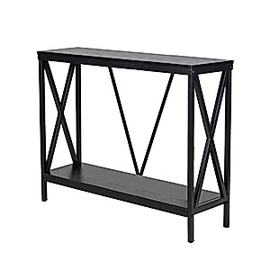Aquatic Fundamentals 40/55 Gallon Metal/Wood, Aquarium Stand, Console Table, 48.25" L x 13" W, Black