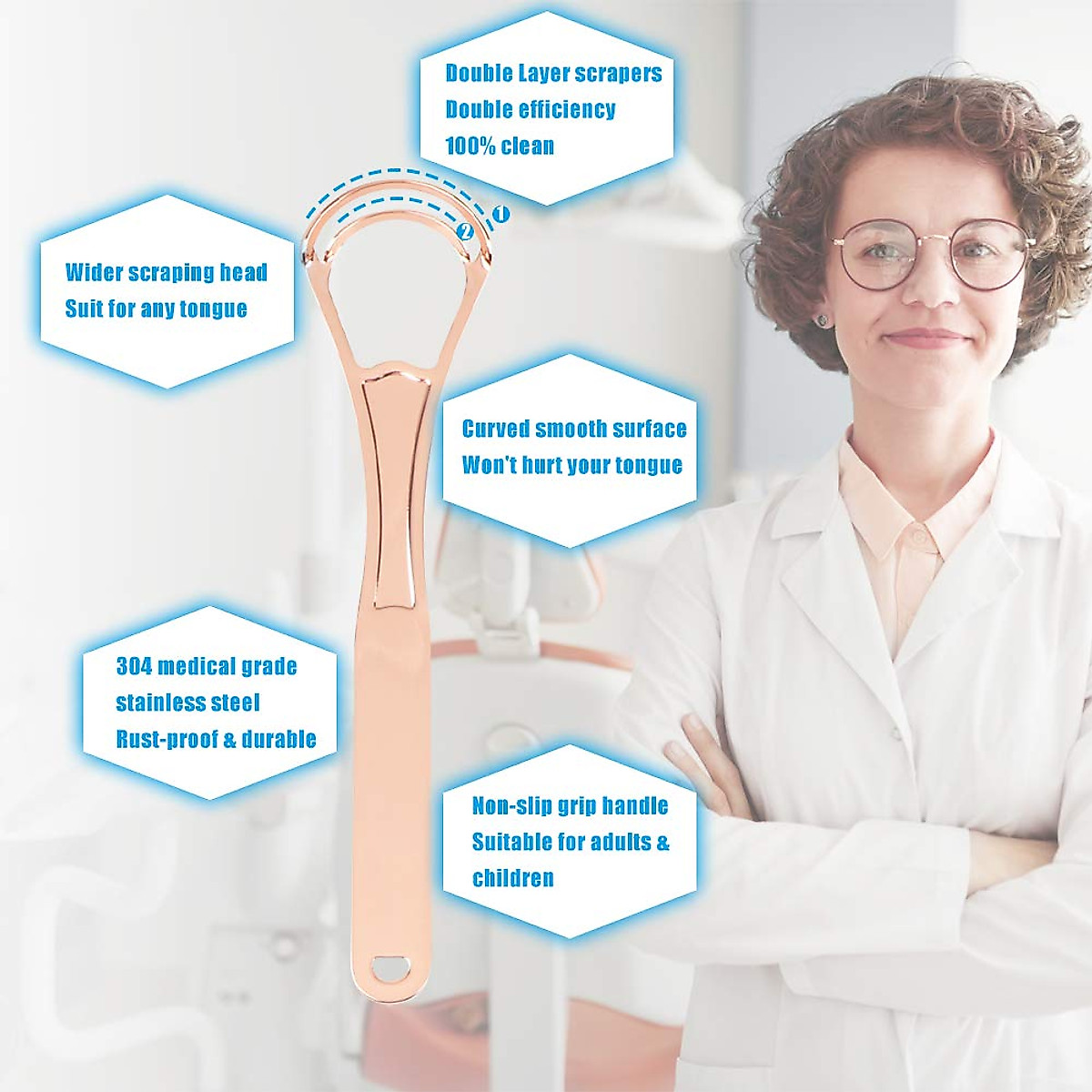 Stainless Steel Tongue Scraper Cleaner, 2 Pack Fresh Breath Tongue Cleaner for Adults, Kids, Men and Women, Surgical Grade Metal Scraper for Healty Oral Care, Bad Breath Cure (with 2 Travel Cases)