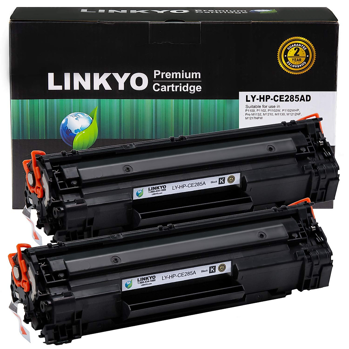 LINKYO Compatible Toner Cartridge Replacement for HP 85A CE285A (Black, 2-Pack)