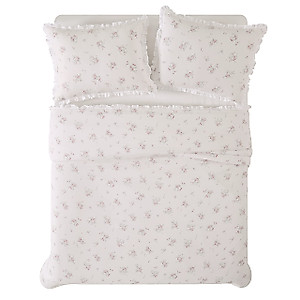 The Farmhouse by Rachel Ashwell - 3 Piece Full/Queen Duvet Set - Signature Rosebury Bedding Collection, White/Pink