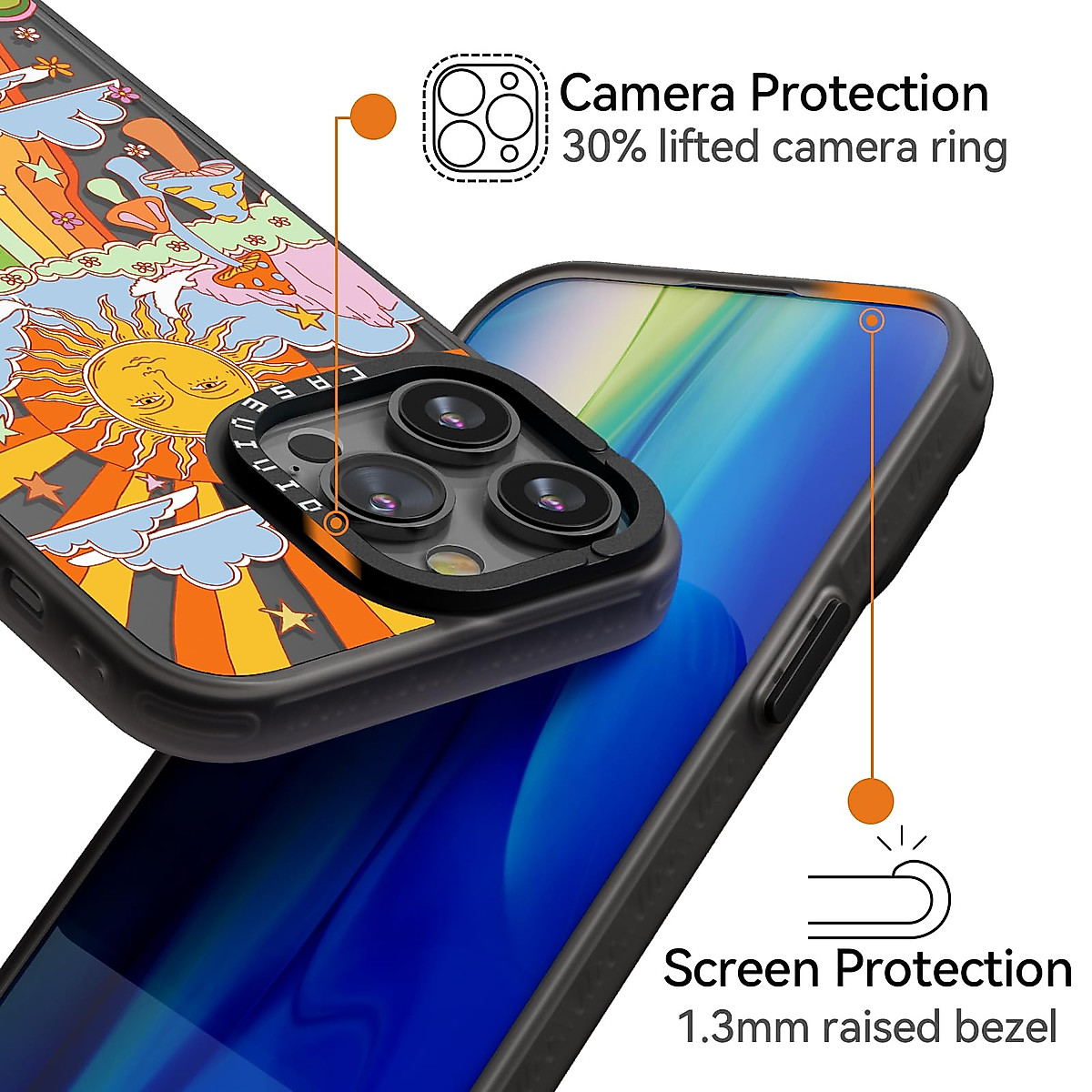 casevivid Compatible for iPhone 14 Pro Max Case Cute Aesthetic - Durable Fashion Funny Phone Case - Mushroom Pattern Print Soft Shockproof Cover 6.7" Black