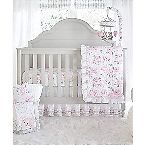 Wendy Bellissimo Velboa Contoured Diaper Pad Cover for Diaper Changer from The Savannah Collection (32x16x6) - Floral Print in White, Pink & Grey