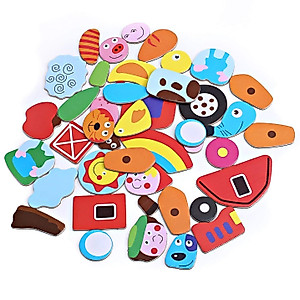 Wooden Toy Magnetic Board Puzzle Games , Double Side Jigsaw &Drawing Sketchpad Writing Dry Erase Board Chalkboard Educational Toys for Kids