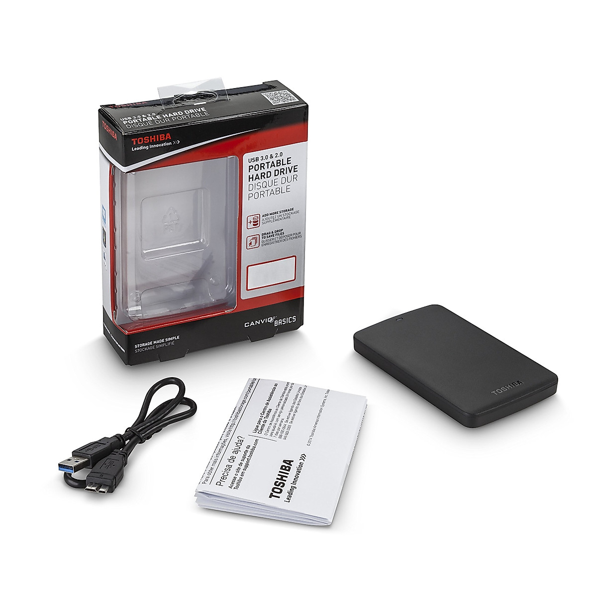 Toshiba Canvio Basics 2TB Portable Hard Drive - Black (HDTB320XK3CA)
