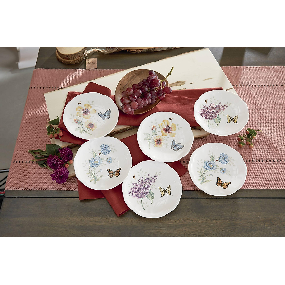 Lenox 817046 Butterfly Meadow 6-Piece Tidbit Plate Set