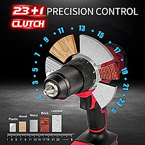 AVID POWER Drill Set Cordless 20V Electric Drill with Battery and Fast Charger, Variable Speed, 23+1 Torque Setting, 23pcs Accessories Drill Kit, Hand Drill with 1/2-Inch Metal Keyless Chuck