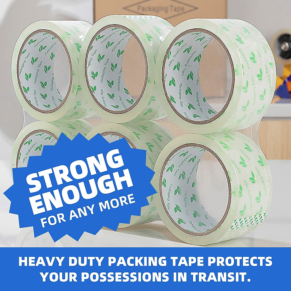 Printholic Packing Tape 6 Rolls Heavy Duty Shipping Packaging Tape 1.88" x 54.6 Yards, 3" Core, Clear, for Moving Packaging Shipping Office Storage, Transparent Tape Refills for Dispenser