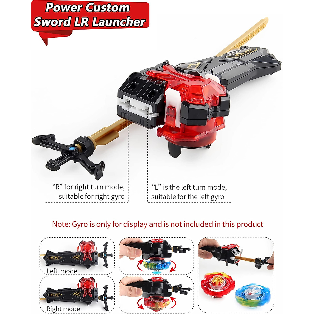 Desamvap Bey Battling Tops Burst Power Custom Sword Launcher, Bey Launcher LR Left Right Spin DB Layer System B-200 Xiphoid Xcalibur Compatible with All Bey Burst Series (Black)
