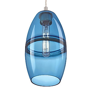 Westinghouse 6118700 Soren Contemporary One-Light Indoor Mini Pendant Light, Brushed Nickel Finish, Sapphire Glass, Blue