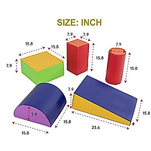 Dkelincs Climbing Toys for Toddlers 1-3, 5-Piece Crawl and Climb Foam Soft Play Equipment, Foam Climbing Blocks Activity Play Structures Indoor Baby Climber Sets