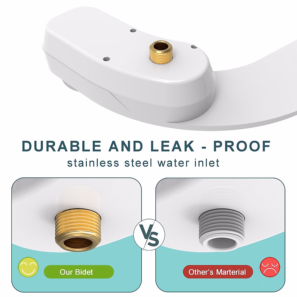 Bidet Attachment for Toilet - WITHLENT Ultra-Slimt Bidet Non-Electric Dual Nozzle (Frontal & Rear Wash) Adjustable Water Pressure, Water Bidet Toilet Seat Attachment (Silver)