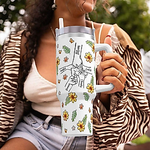 Personalized 40 Oz Stainless Steel Tumbler Best Mom Ever Cup Gift, Custom Name 3D Inflated Effect Travel Mug, Birthday Valentine's Day Coffee Mug for Mom Nana Mothers Day Gifts for Mom,04