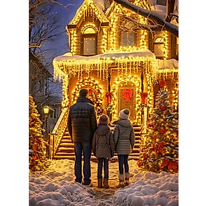 2-Pack 480LED 170FT Total Solar Outdoor Lights IP65 Waterproof Solar Powered Lights with 8 Lighting Modes for Party Garden Yard Home Holiday Tree Decoration Lighting, Warm White