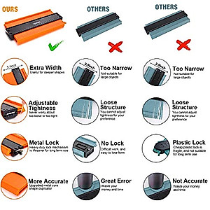 VARSK Contour Gauge Duplicator with Lock 10 inch - Shape Duplicator Profile Gauge Tool - Cool Gifts for Men DIY Woodworking Carpentry Flooring Handyman