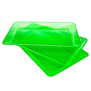 Party Essentials Heavy Duty Hard Plastic 12 x 18-Inch Rectangular Serving Tray, Neon Green, 3-Count