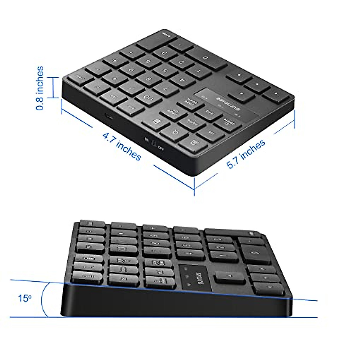 SurnQiee Wireless Numeric Keypad, 2.4G Rechargeable Number Pad 35-Keys for Efficient Data Input