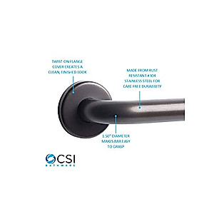 CSI Bathware Straight Grab Bar Bath, 12",1.50" Diameter Oil Rubbed Bronze