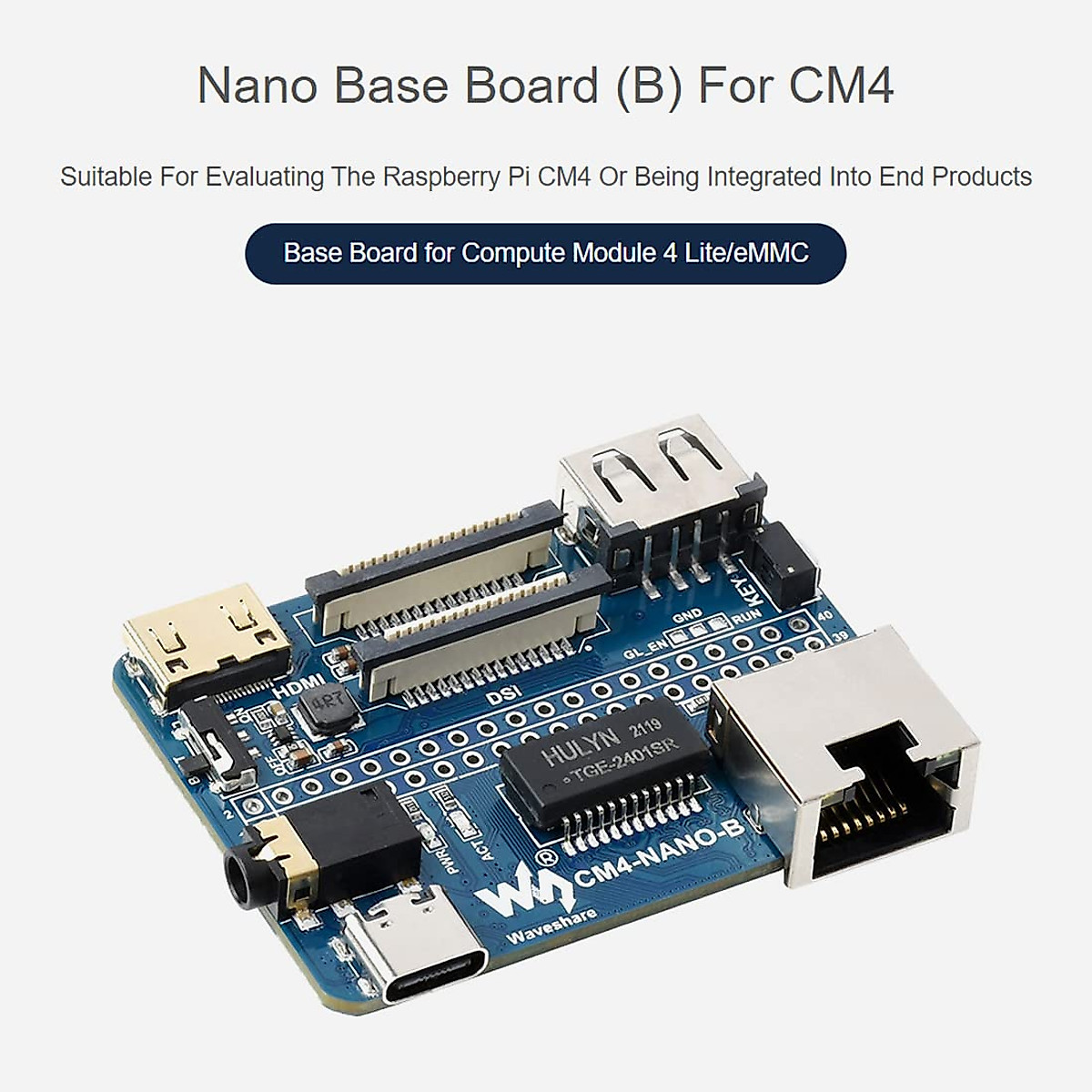 waveshare Nano Base Board Compatible with Raspberry Pi Compute Module 4