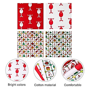 MILISTEN Japanese Fabric 6pcs Christmas Cotton Fabric Quilting Patchwork Bundles Fat Quarters Precut Scraps for Xmas Stocking Wreath Doll Dress Apron Pet Cloth DIY Sewing Craft 25X25CM Facemaks
