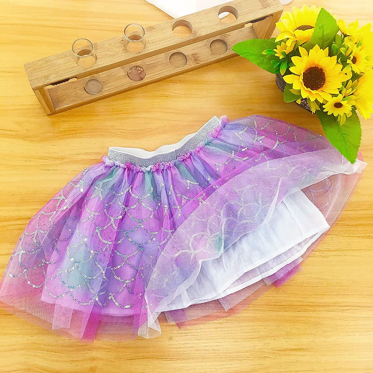 YOHA Baby Girls Birthday Tutu Dress Mermaid Tutus Soft Pom Tutu Dress for Toddler Girls(Mermaid,120)