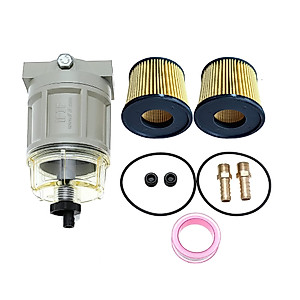 iFJF R12H (R12T Upgrade) Fuel Water Separator Marine Complete Combo - Replaces S3240 120AT NPT ZG1/4-19 Automotive Replacement Spin-on Filter Includes 2 Fittings 2 Plugs