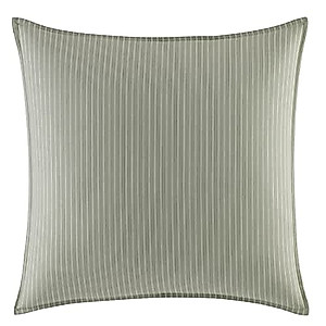 Laura Ashley Home - King Size Comforter Set, Reversible Cotton Bedding, Includes Matching Shams with Bonus Euro Shams & Throw Pillows (Natalie Sage/Off White, King)