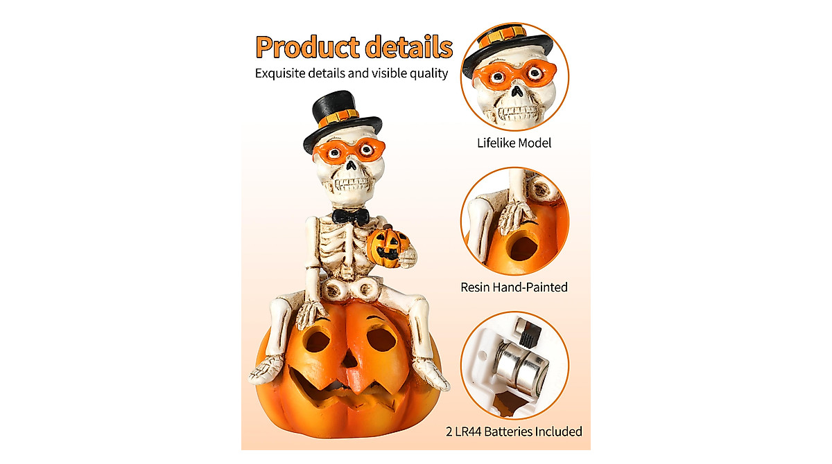 Halloween Decorations 2-Pack Black Cat & Skeleton | Indoor Outdoor ...