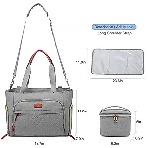 LOVEVOOK Breast Pump Bag, Diaper Bag Tote 3Pcs Set, Work Bag for Breastfeeding Mom with 15" Laptop Pocket, Cooler Bag & Changing Pad Fit Most Breast Pumps like Spectra S1/S2, Medela, Rainyb, Elvie