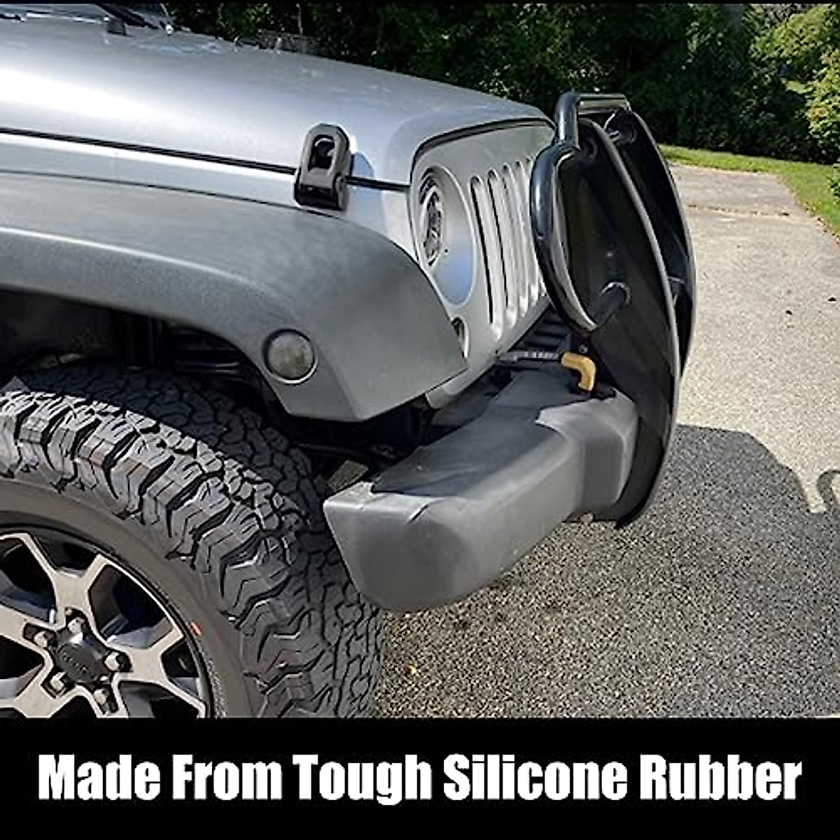 Fogfar 2 PCS Front Bumper Trailer Lid, Trailer Hook Cover, Add Cushioned Grip to Tow Strap Recovery, Compatible with 07-23 JK JL JT Wrangler (Beige)