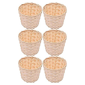 STOBOK Wedding Favors 6Pcs Mini Woven Basket, Small Wicker Baskets Miniature Flower Basket Rattan Storage Baskets Container for Party Favors Crafts Decor Small Woven Basket