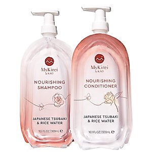 MyKirei Shampoo & Conditioner Set By Kao, Japanese Tsubaki & Rice Water for Hair, Sustainable Bottles, 10.1 Ounces Each