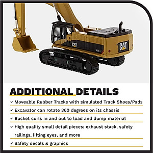 1:64 Caterpillar 385C L Hydraulic Excavator - Construction Metal Series by Diecast Masters - 85694 - Play & Collect - Functioning Boom, Arm, and Bucket - Made of Diecast Metal with Some Plastic Parts