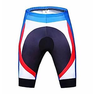 sponeed Men Cycle Jersey with Pockets Cushioned Short Padded Road Bike Mountain Bicycle Shirt Wear US S Red Blue