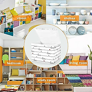 CaTaKu Large Fabric Storage Bins With Lids,Valentine's Day Line Storage Boxes With Handles for Organizing Clothes, Collapsible Storage Cube Bins Baskets for Shelves