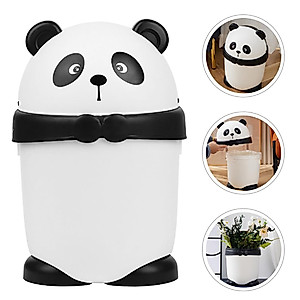 MAGICLULU Mini Trash Can, Cute Panda Garbage Can with Lid Countertop Wastebasket Table Garbage Lint Bin Waste Paper Container for Countertop Home Office Car