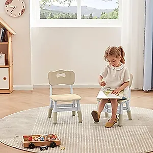 DOREROOM 3 Level Height Adjustable Kids Chair, Durable Chair for Kids Indoor or Outdoor Use for Ages 2-6, Toddler Table Chair for Boys and Girls for Daycare, Classroom, Home, Burlywood