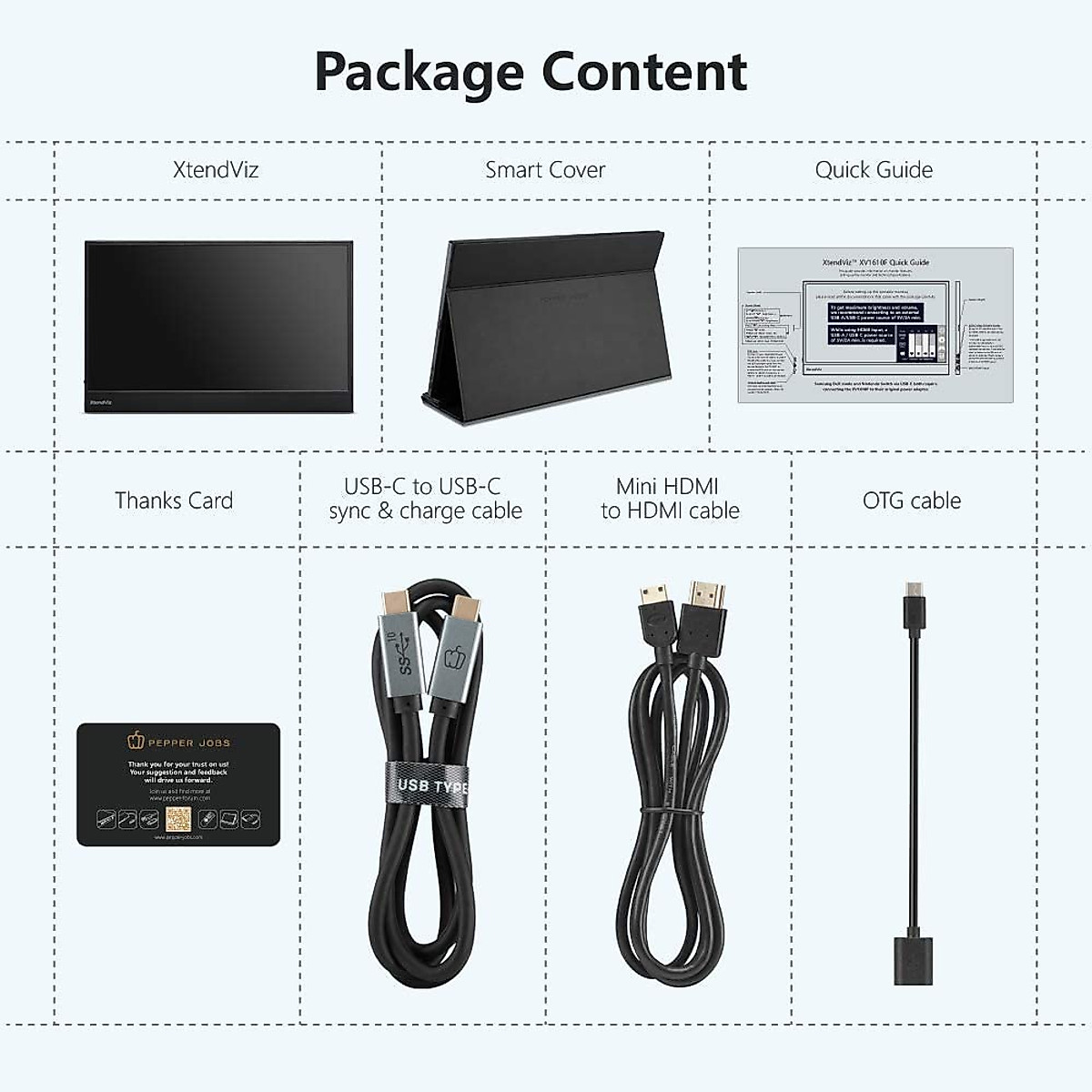 PEPPER JOBS 15.6" USB-C Portable Monitor HD 1080P Laptop Monitor Extender and Tablet Holder Solid Sturdy Stand, Dual Tube Foldable for Ipad Pro Holder Stand, Universal Tablet Stand