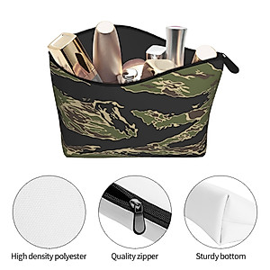 Lightweight Travel Portable Cosmetic Bag Compatible with Army Military Camouflage Vietnam Tiger Stripe Camo, Casual Toiletry Makeup Carrying Pouch Multifunction Coin Cash Storage Cases for Women