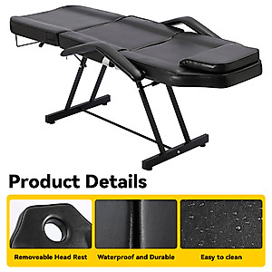 LOUVIXA Tattoo Chair, Adjustable Facial Chair 73 Inch Salon Bed with Hydraulic Stool for Professional Massage Beauty Spa (Black)